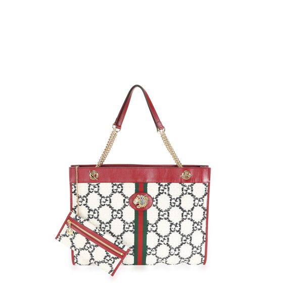 Gucci | Bags | Gucci Gg White Tweed Romantic Cherry Leather Large Rajah ...